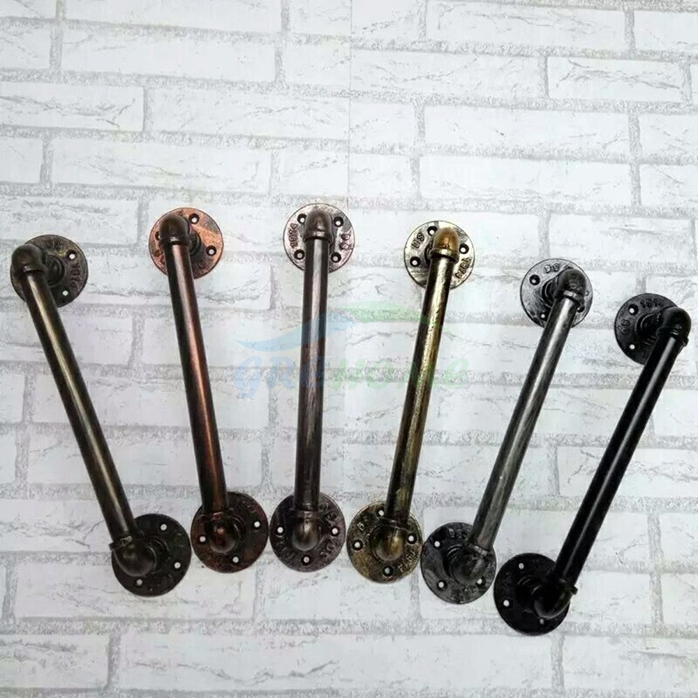 Industrial Pipe Door Pull Handle Cast Iron Furniture Drawer Pulls Hand ...